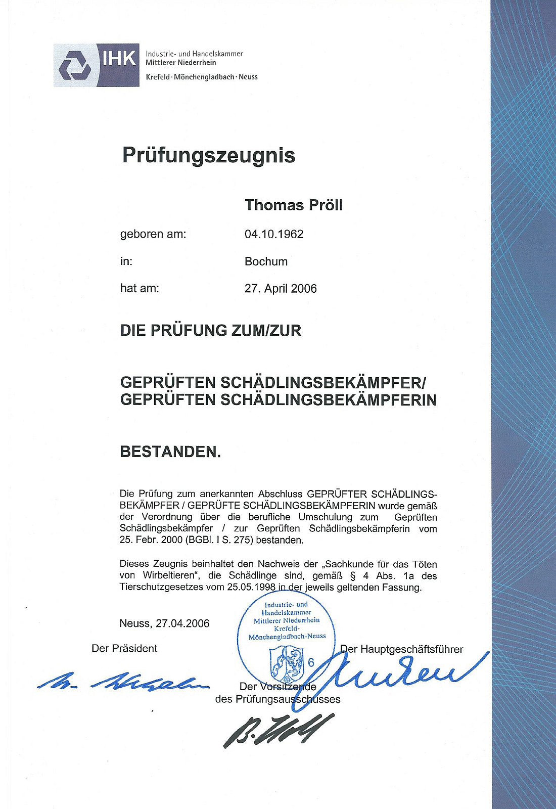 Zertifikate – Thomas Pröll