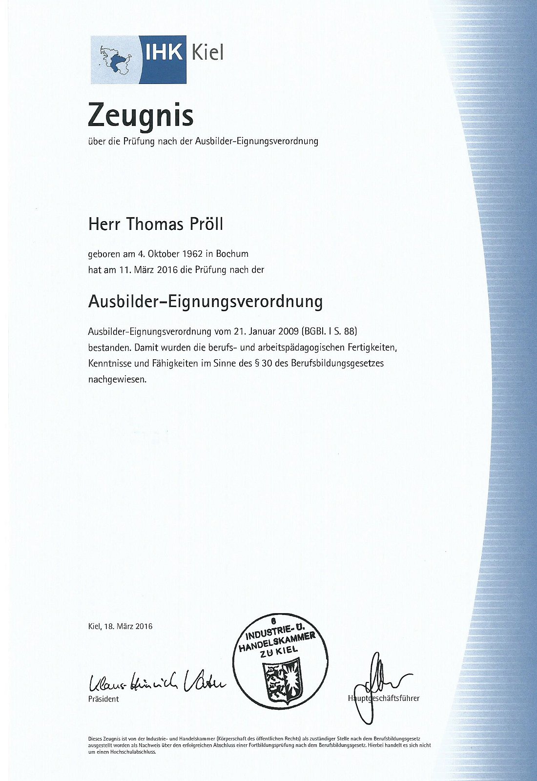 Zertifikate – Thomas Pröll